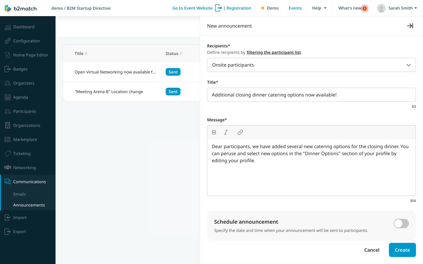 Creating, Deleting & Sending Announcements